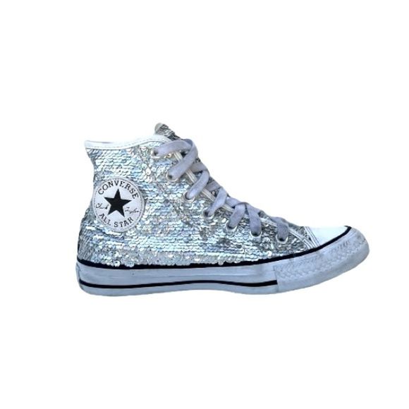 Converse | Shoes | Converse Silver Sequin Chuck Taylor All Star High ...